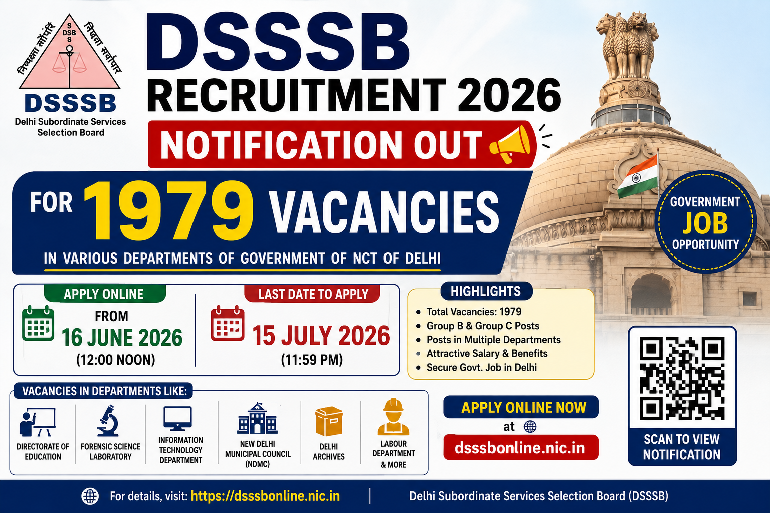 DSSSB Recruitment 2026 Notification Out